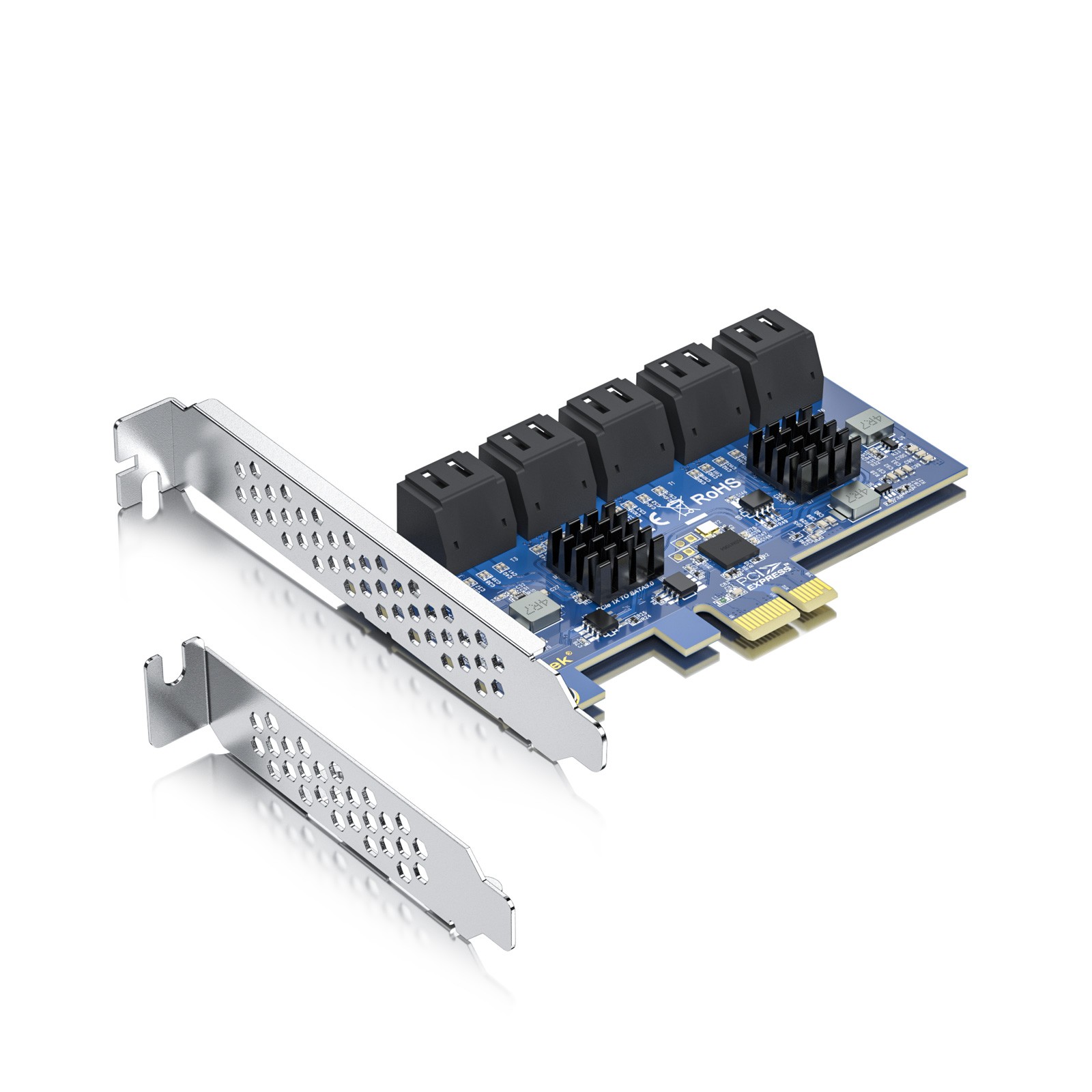 10 Port PCIe SATA Card, SATA3.0 Expansion Card, X1, with 10 SATA cable ...